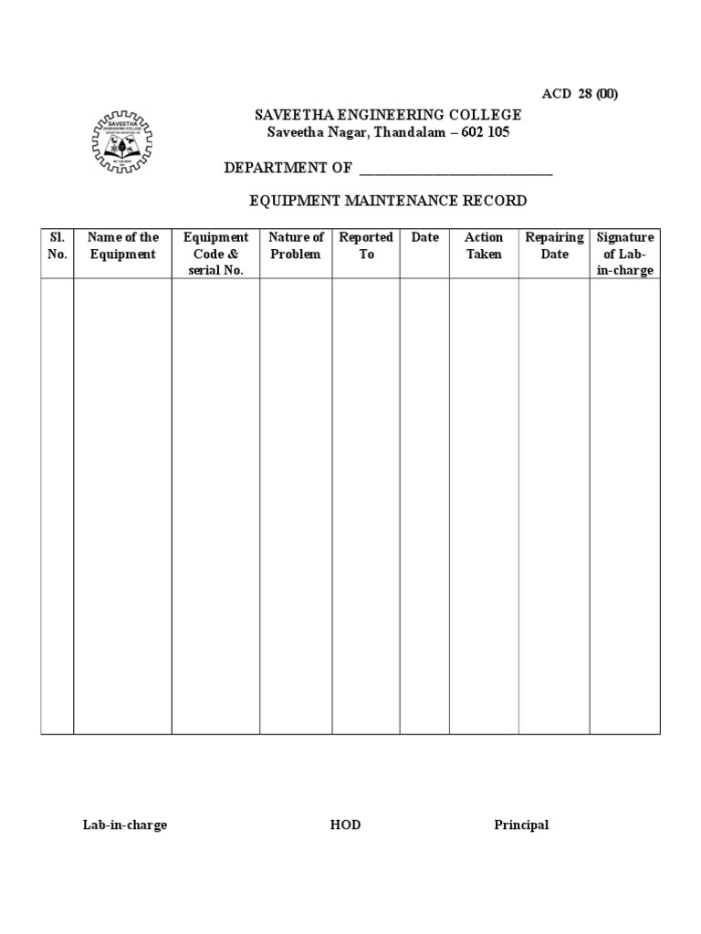 ACD28 EquipMaintenanceReport | PDF
