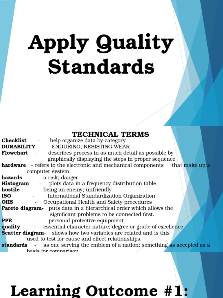 Apply Quality Standard | PDF | Quality (Business) | Occupational Safety ...