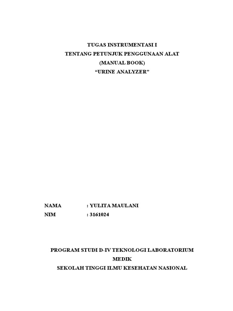 Panduan Penggunaan Urine Analyzer | PDF