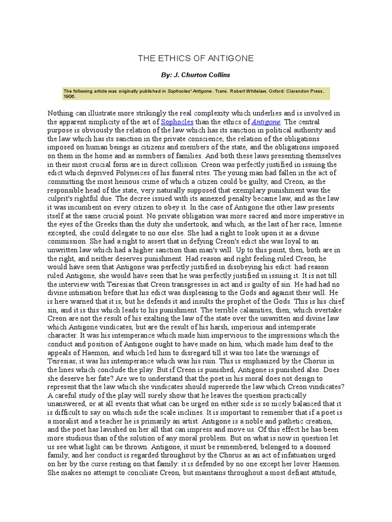 The Ethics of Antigone | Download Free PDF | Boeotian Mythology ...
