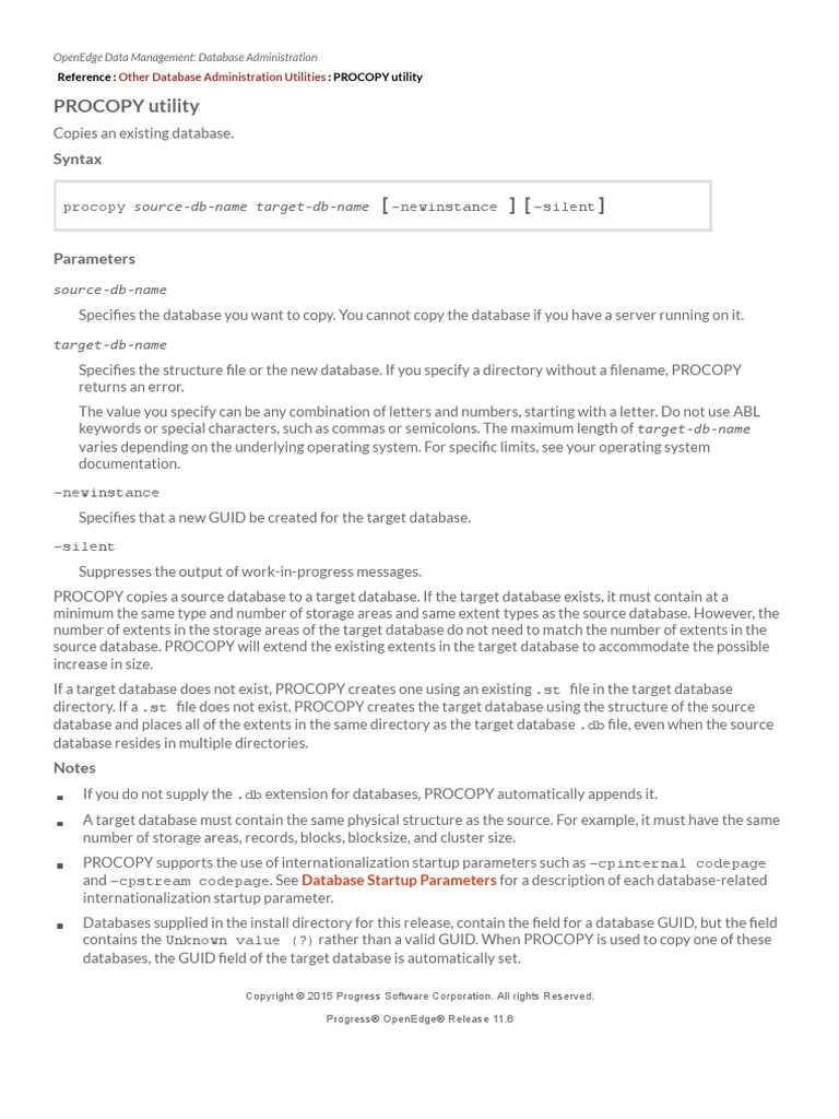PROCOPY Utility | PDF | Parameter (Computer Programming) | Databases