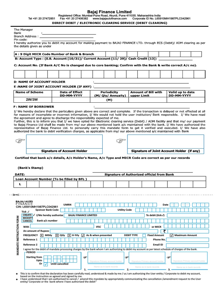 Bank Mandate Form - 1865513643 | Download Free PDF | Debit Card ...