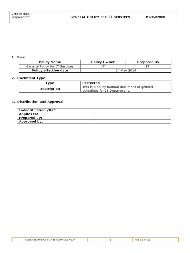 General Policy For IT Services IT IT 1 May 2016: G P ITS | PDF | Email ...