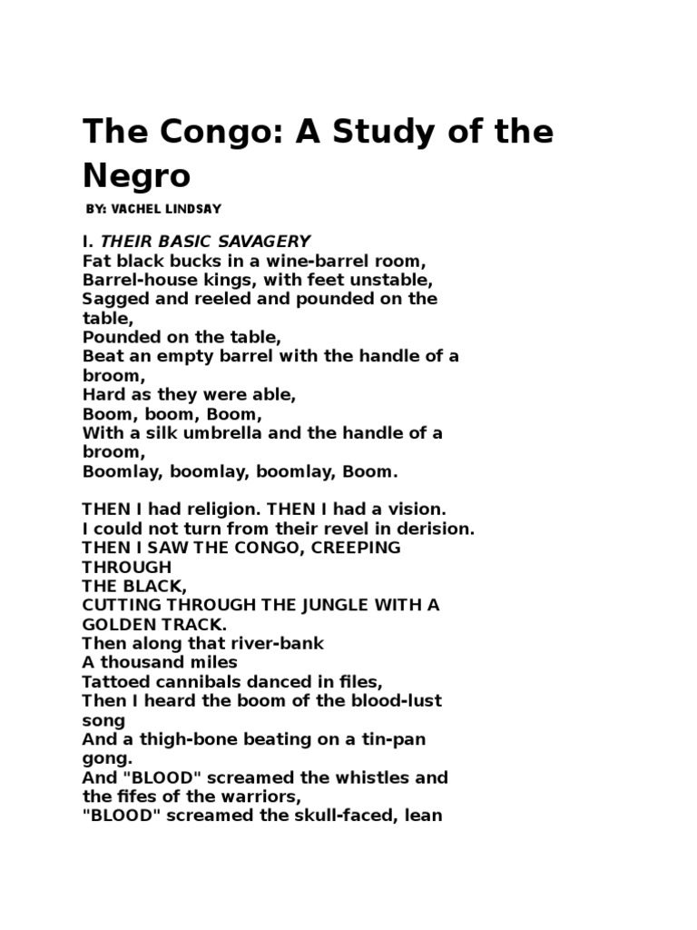 The Congo: A Study of The Negro: By: Vachel Lindsay | PDF