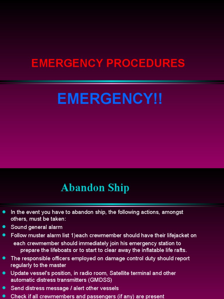 Emergency Procedures on ships | Ships | Water Transport