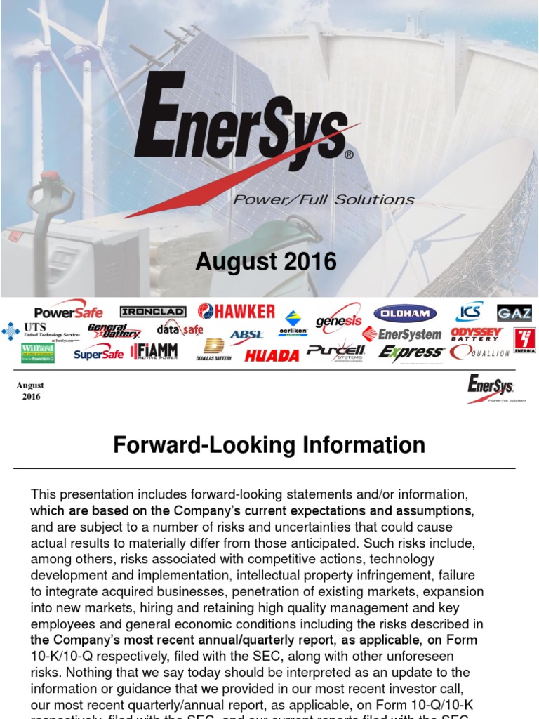 EnerSys: Global Battery Market Leader | PDF | Euro | Earnings Per Share