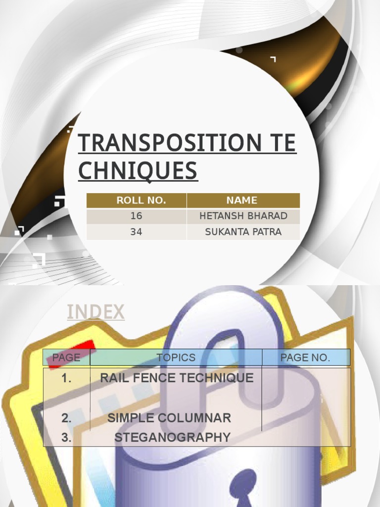 Transposition Techniques | PDF | Cipher | Cryptography Transposition Techniques | PDF | Cipher | Cryptography