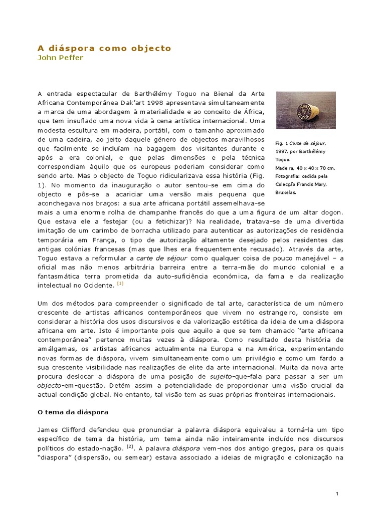A Diáspora Como Objecto - John - Peffer | PDF | África | Turismo na Europa