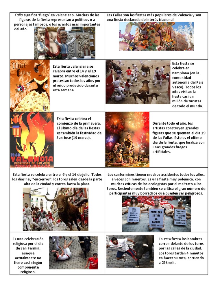 FIESTAS España Tarjetas y Fichas | PDF