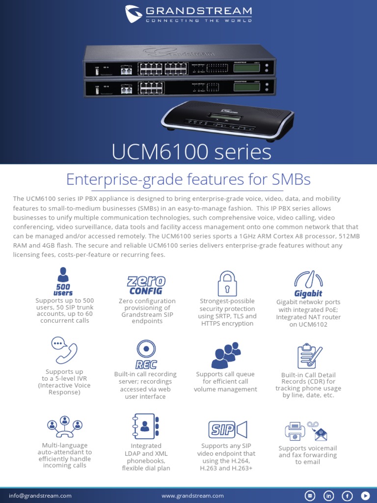 Ucm6100 Series English Datasheet | PDF | Session Initiation Protocol | Interactive Voice Response