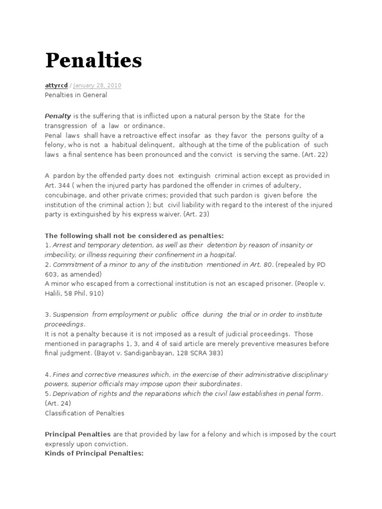 Penalties | Download Free PDF | Sentence (Law) | Pardon