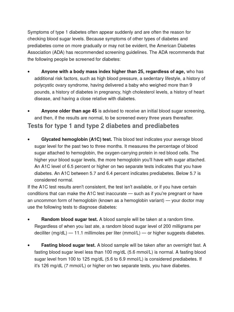 Tests For Type 1 and Type 2 Diabetes and Prediabetes | Download Free ...