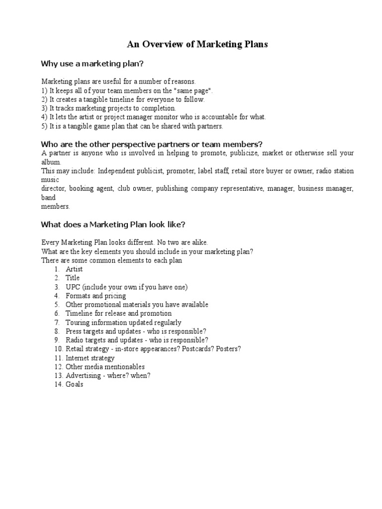 Music Marketing-Plan-Template PDF | Download Free PDF | Advertising ...