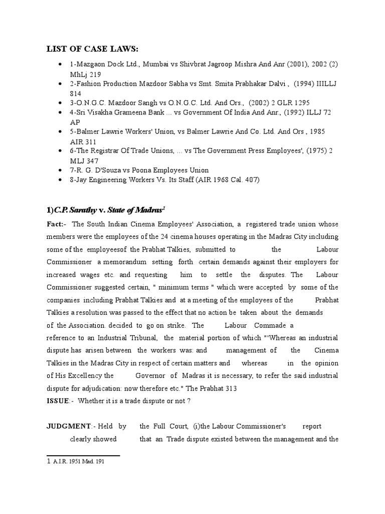 Cases Labour | PDF | Trade Union | Employment