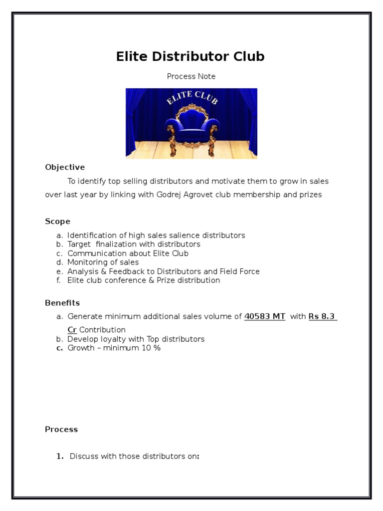 Elite Distributor Club Sales Boost | PDF | Business