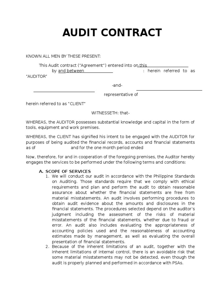 Audit Contract | PDF | Financial Audit | Audit