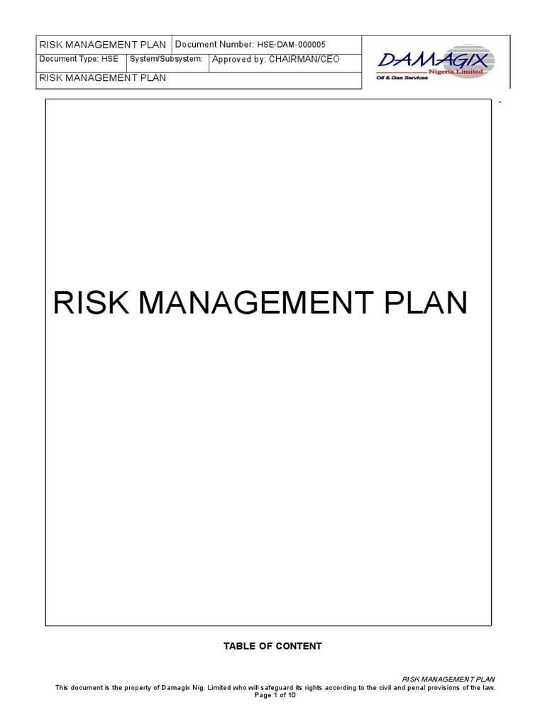 Risk Management Plan | PDF | Risk Management | Emergency Management