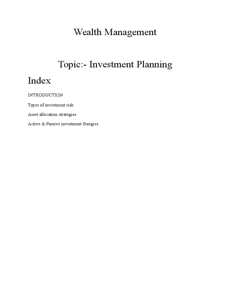 Wealth Management | PDF | Asset Allocation | Bonds (Finance)