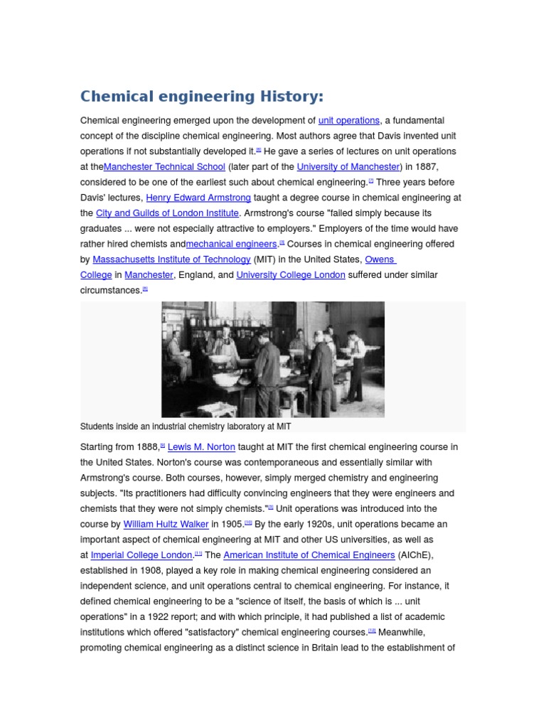 Chemical Engineering History:: Students Inside An Industrial Chemistry ...