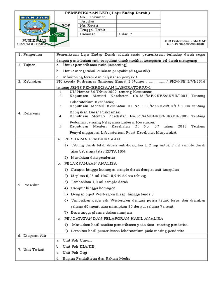 SOP Pemeriksaan LED | PDF