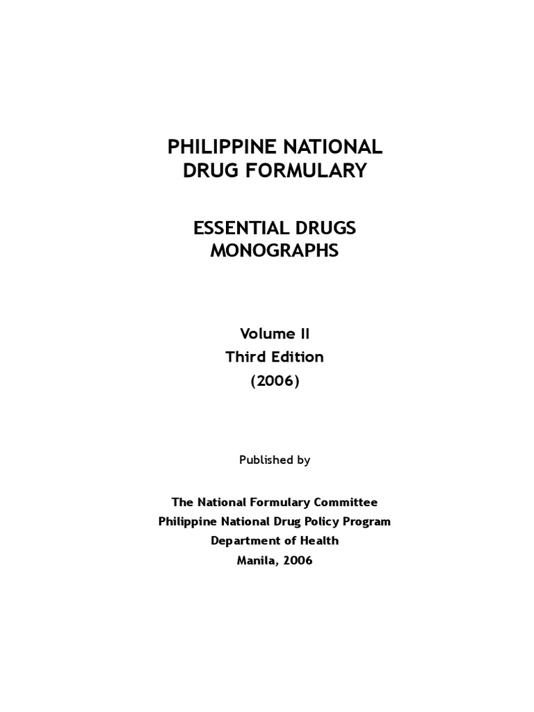 Philippine National Drug Formulary: Essential Drugs Monographs | PDF ...