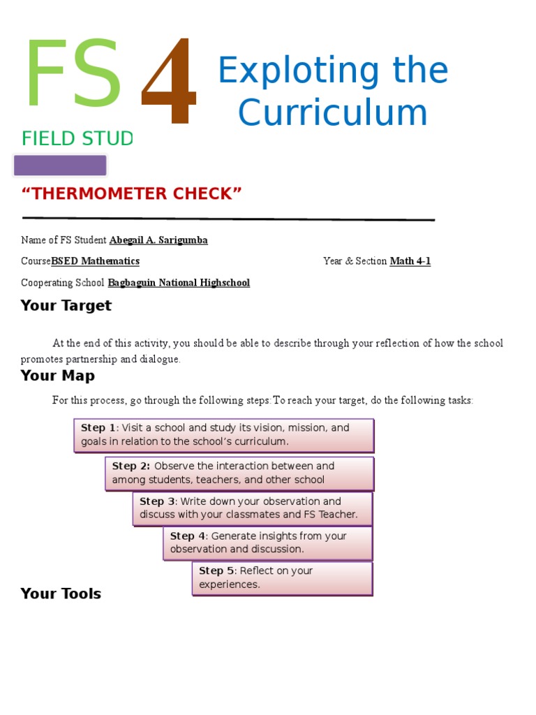 Field Study 4 Final | PDF | Curriculum | Education Theory