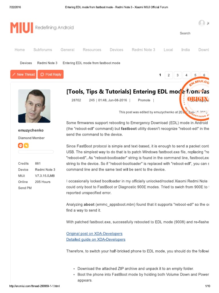 Entering EDL Mode From Fastboot Mode - Redmi Note 3 - Xiaomi MIUI ...
