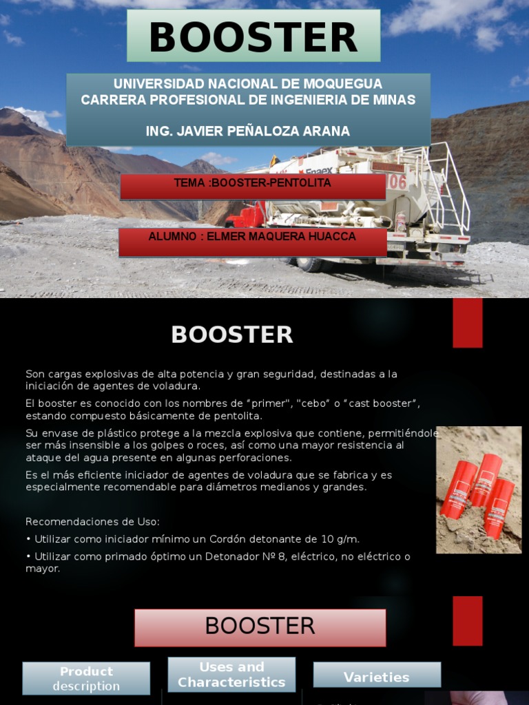Booster: Explosivos en Minería | PDF | Materiales | Química