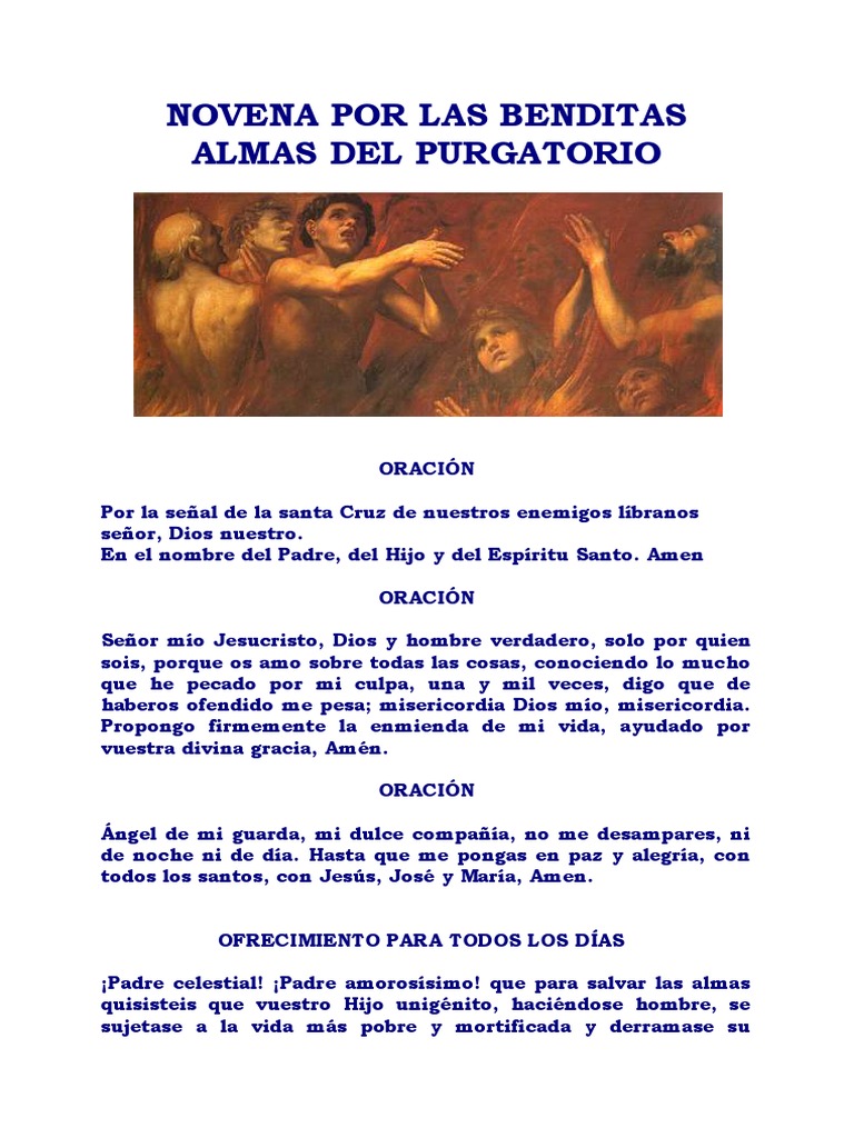 Novena Por Las Benditas Almas Del Purgatorio | PDF | Purgatorio | Oración