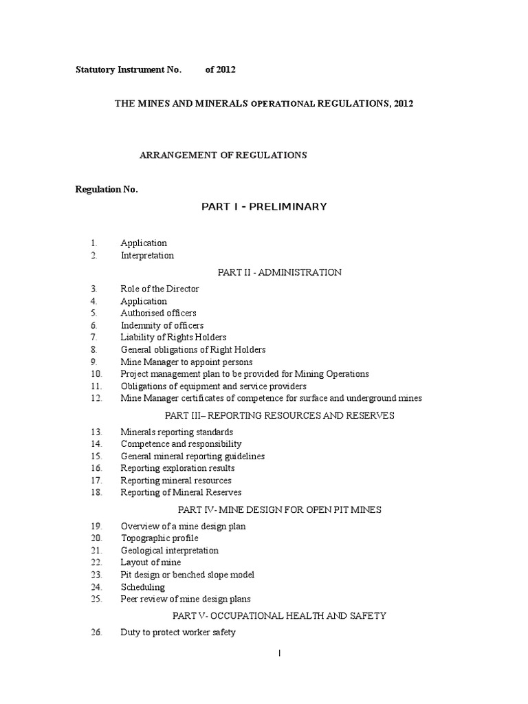 The Mines and Minerals Operational Regulations Sierra Leone | Mining ...