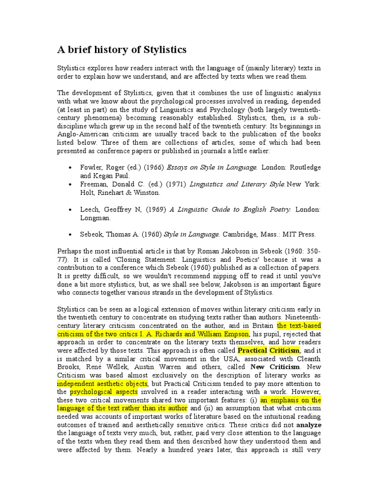 Introduction To Stylistics 1 | PDF | Linguistics | Semiotics