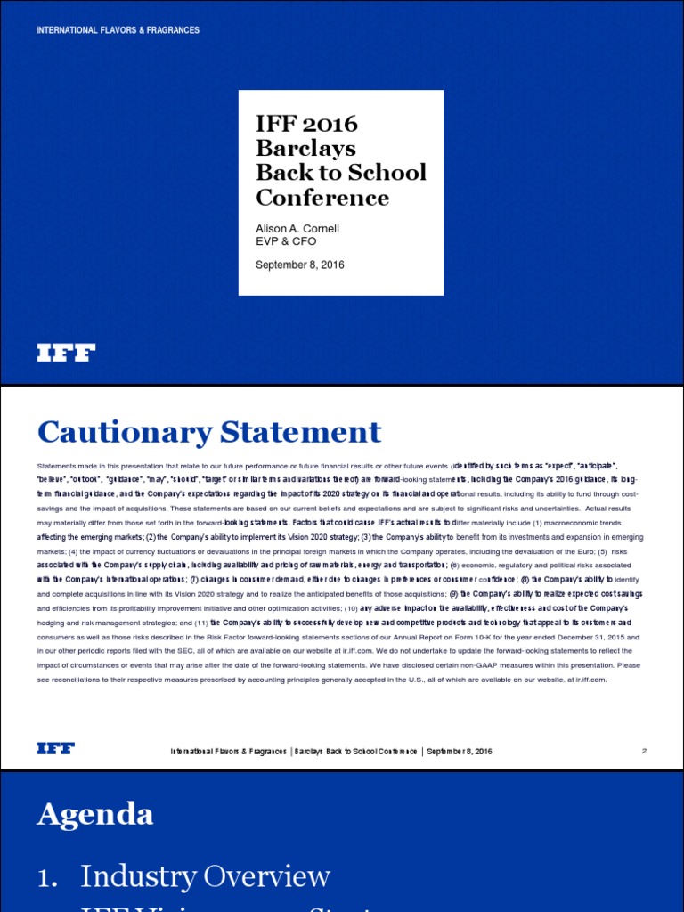 IFF Sept 2016 Presentation | PDF | Share Repurchase | Mergers And Acquisitions