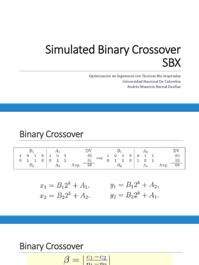Simulated Binary Crossover SBX | PDF