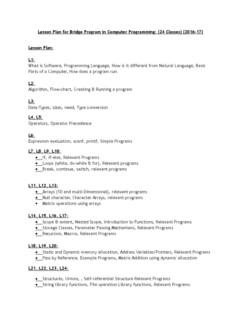 Bridge Course Lesson Plan | PDF | Teaching Methods & Materials