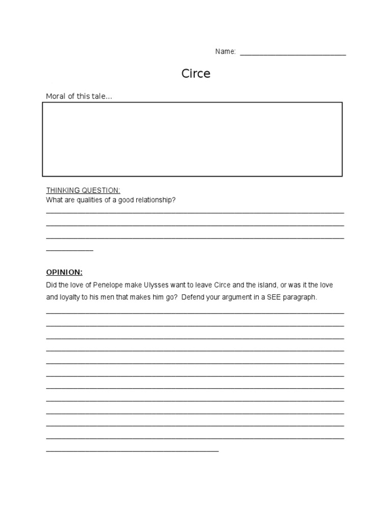 Circe | PDF | Odyssey | Trojan War Literature