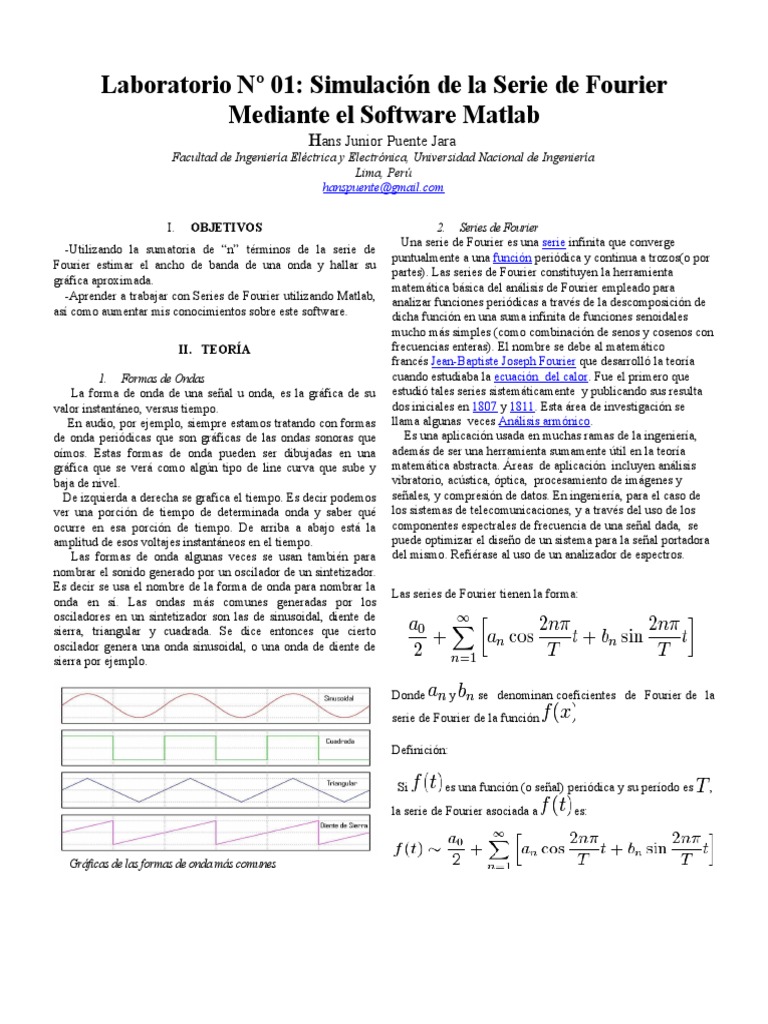 Serie de Fourier, en Matlab | PDF | Series de Fourier | Conceptos ...