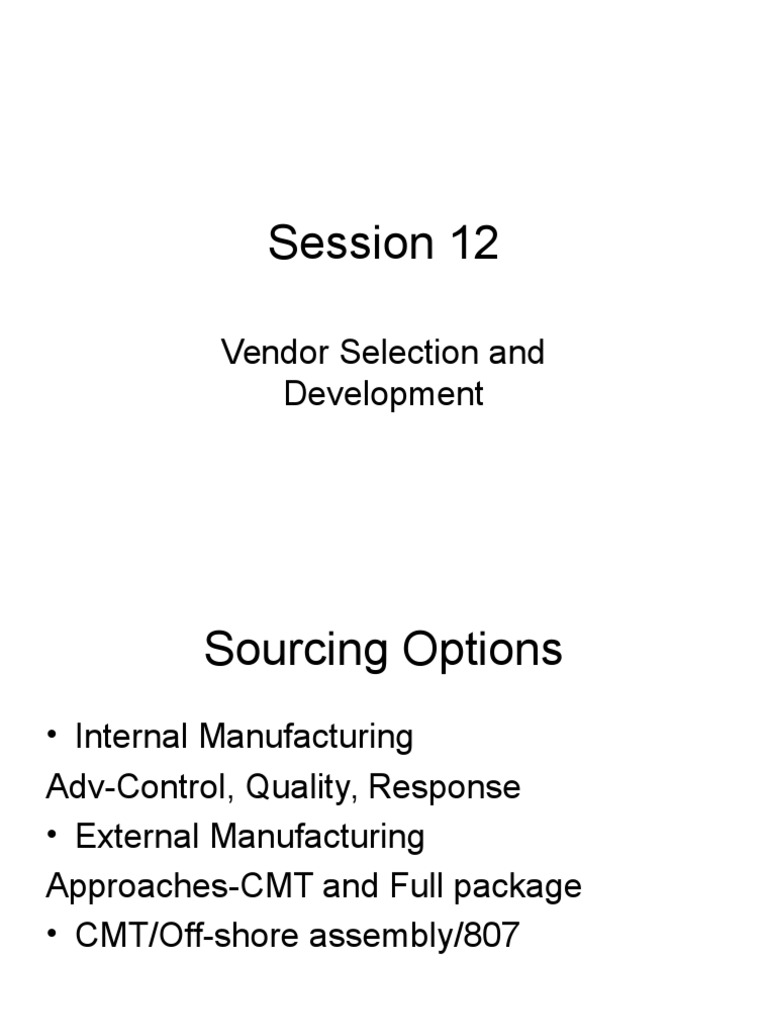 12-Session Vendor Selection and Development | PDF | Supply Chain | Retail