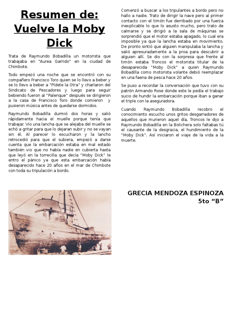 Resumen de La Moby Dick | PDF | Violencia | Agitación