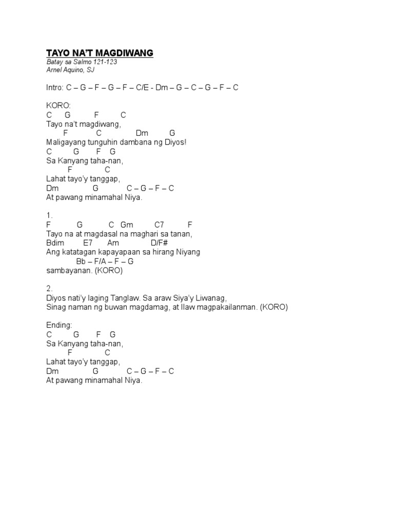 Tayo Na't Magdiwang Chords