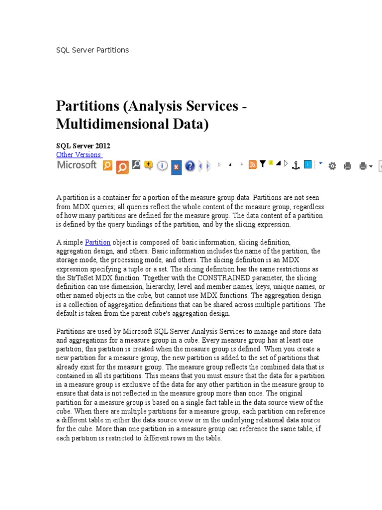 Partitions (Analysis Services - Multidimensional Data) : SQL Server ...