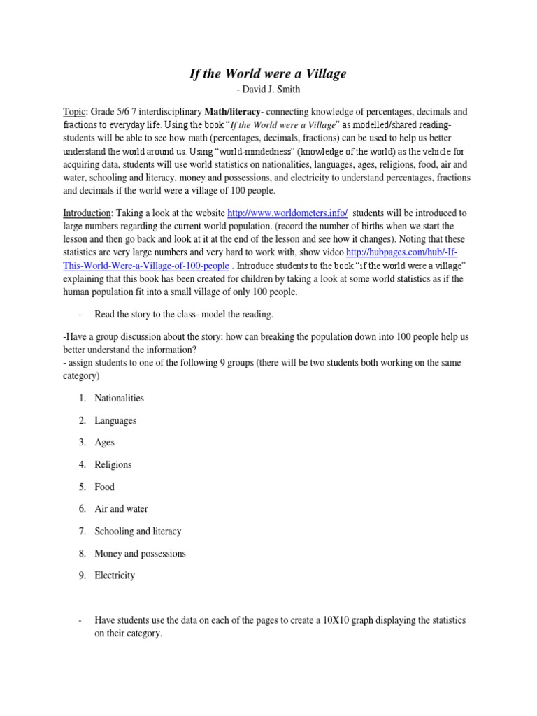 If The World Were A Village | Download Free PDF | Percentage | Decimal