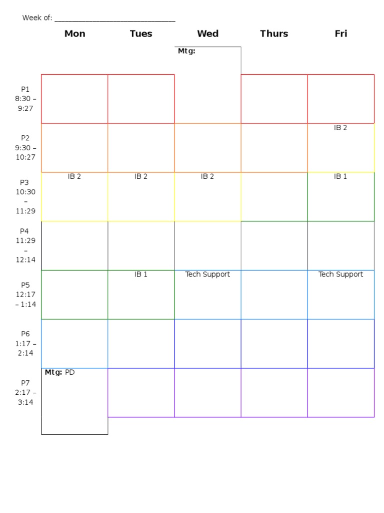 16-17 Weekly Schedule Borders | PDF