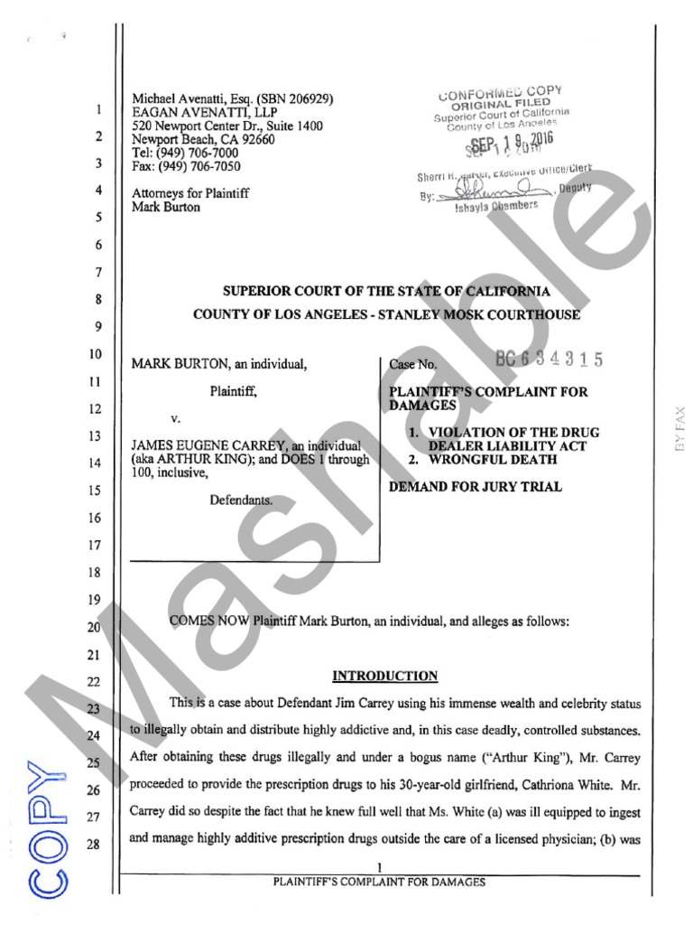 Conformed Carrey Complaint | PDF