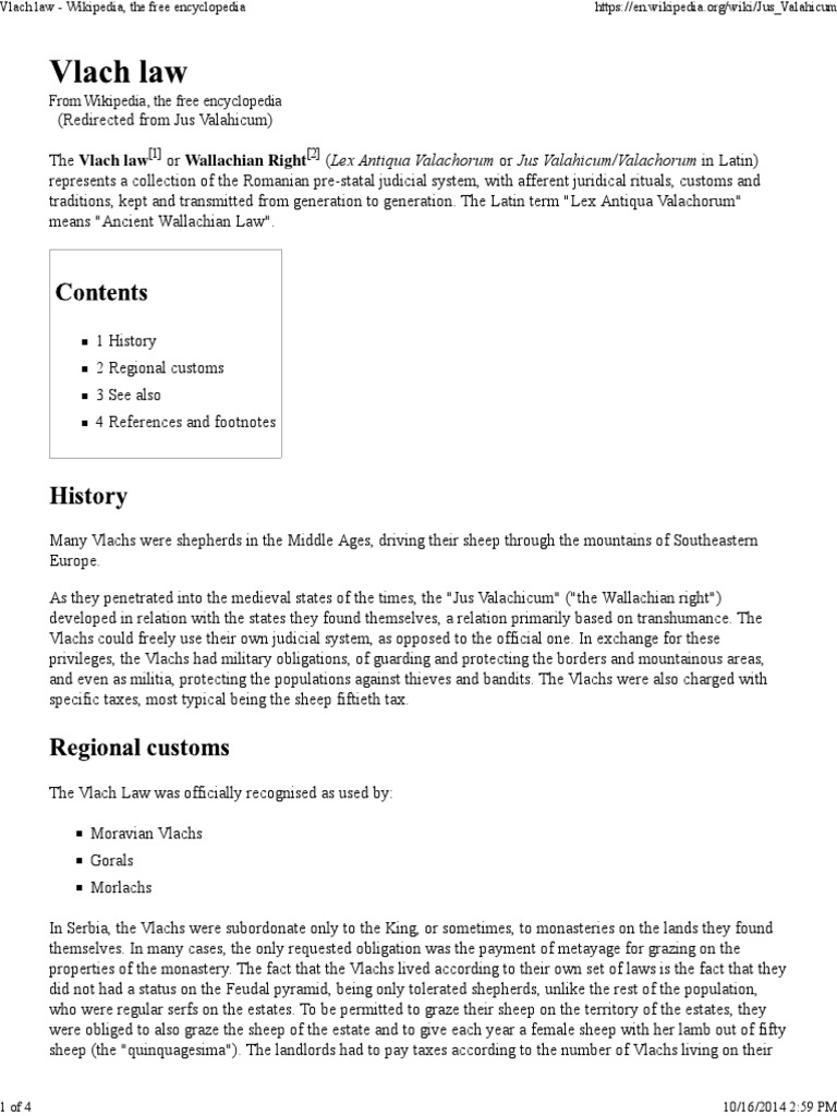 Romanian Vlach Law - Jus Valahicum - Lex Antiqua Valachorum | PDF ...