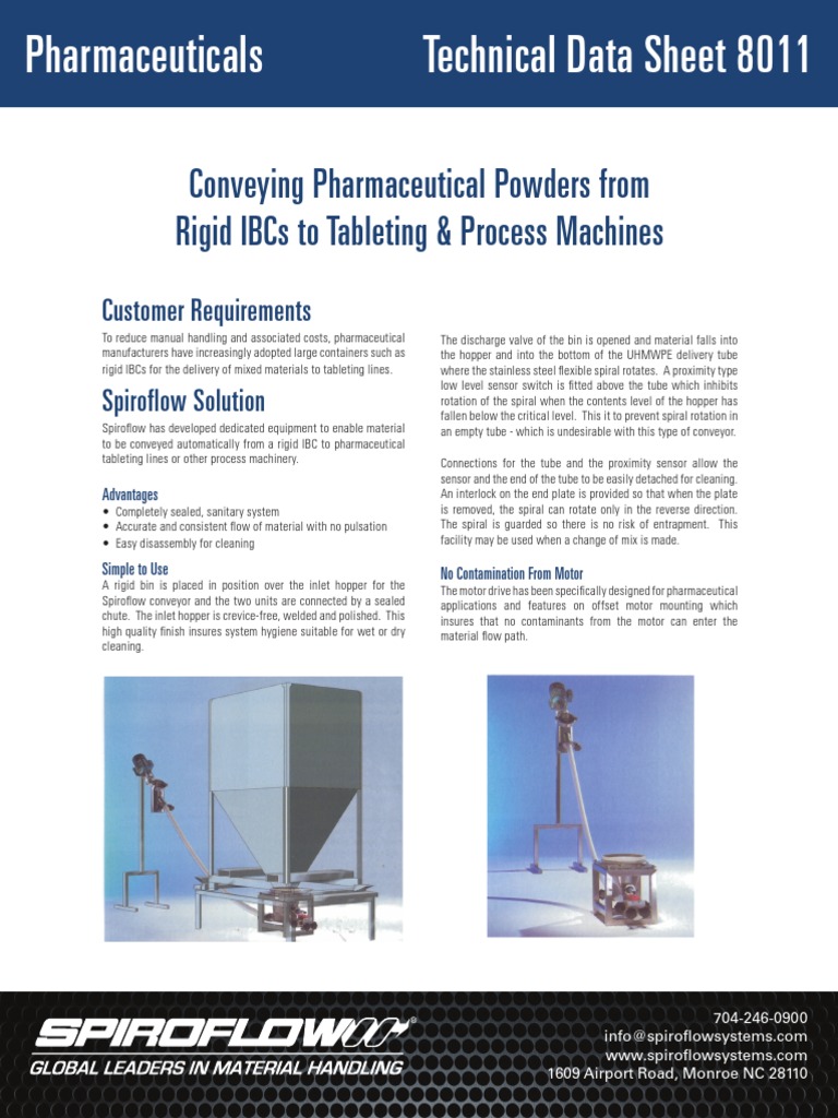 8011 Flexible Screw Conveyor Rigid IBC Pharma | PDF | Electrical ...