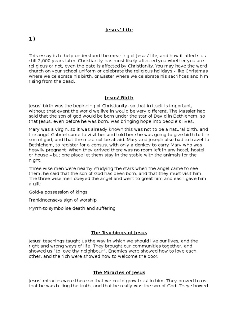 Jesus Essay | PDF | Nativity Of Jesus | Jesus