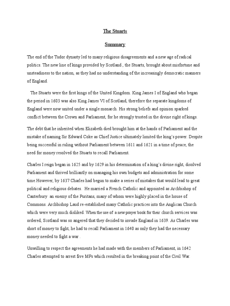 Summary Stuarts and 18thcentury | PDF | Monarchy Of The United Kingdom ...