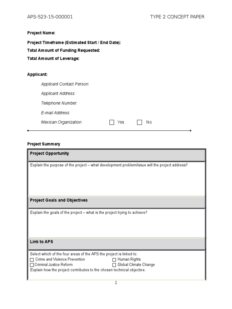 Type 2 Concept Paper Format | PDF
