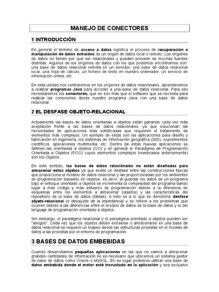 Manejo de Conectores | PDF | Java (lenguaje de programación) | SQL