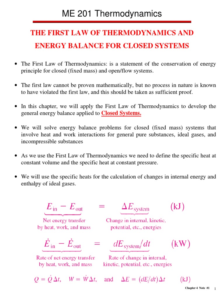 Thermodynamics Chp4 Notes | PDF | Heat Capacity | Enthalpy